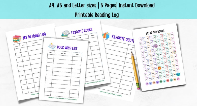 Printable Reading Chart Kids, Reading Log Tracker for 100 Books ...