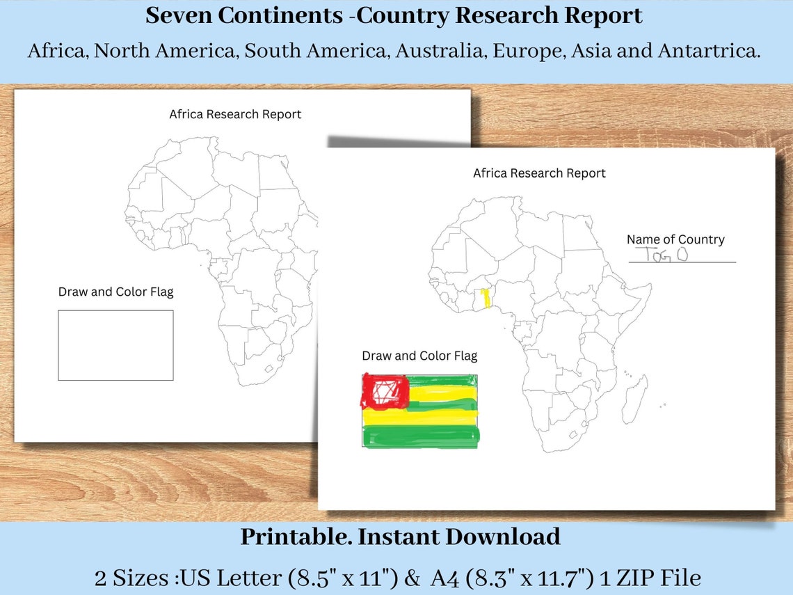 Continents Geography Worksheet, Country Research Report (PDF) - Etsy