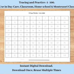 Printable Numbers 1-50, 1-100 Tracing Worksheets for Preschool ...