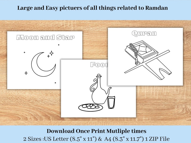 Islamic Coloring Pages, Easy Kids Coloring Printable, Ramdan Kareem ...