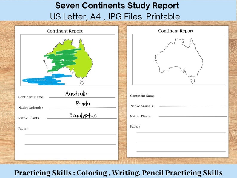 Continents of the World, Continents Worksheet, Geography Lesson, 7 ...