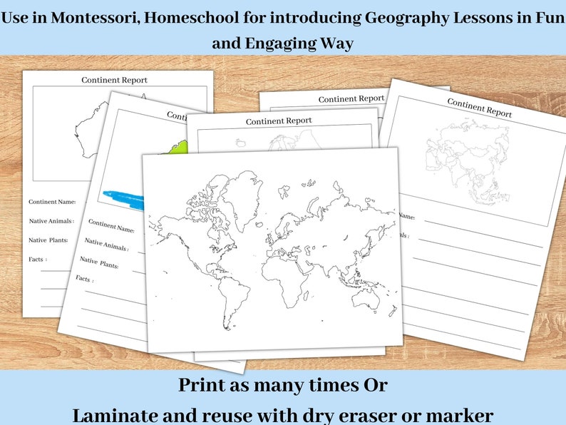 Continents of the World, Continents Worksheet, Geography Lesson, 7 ...
