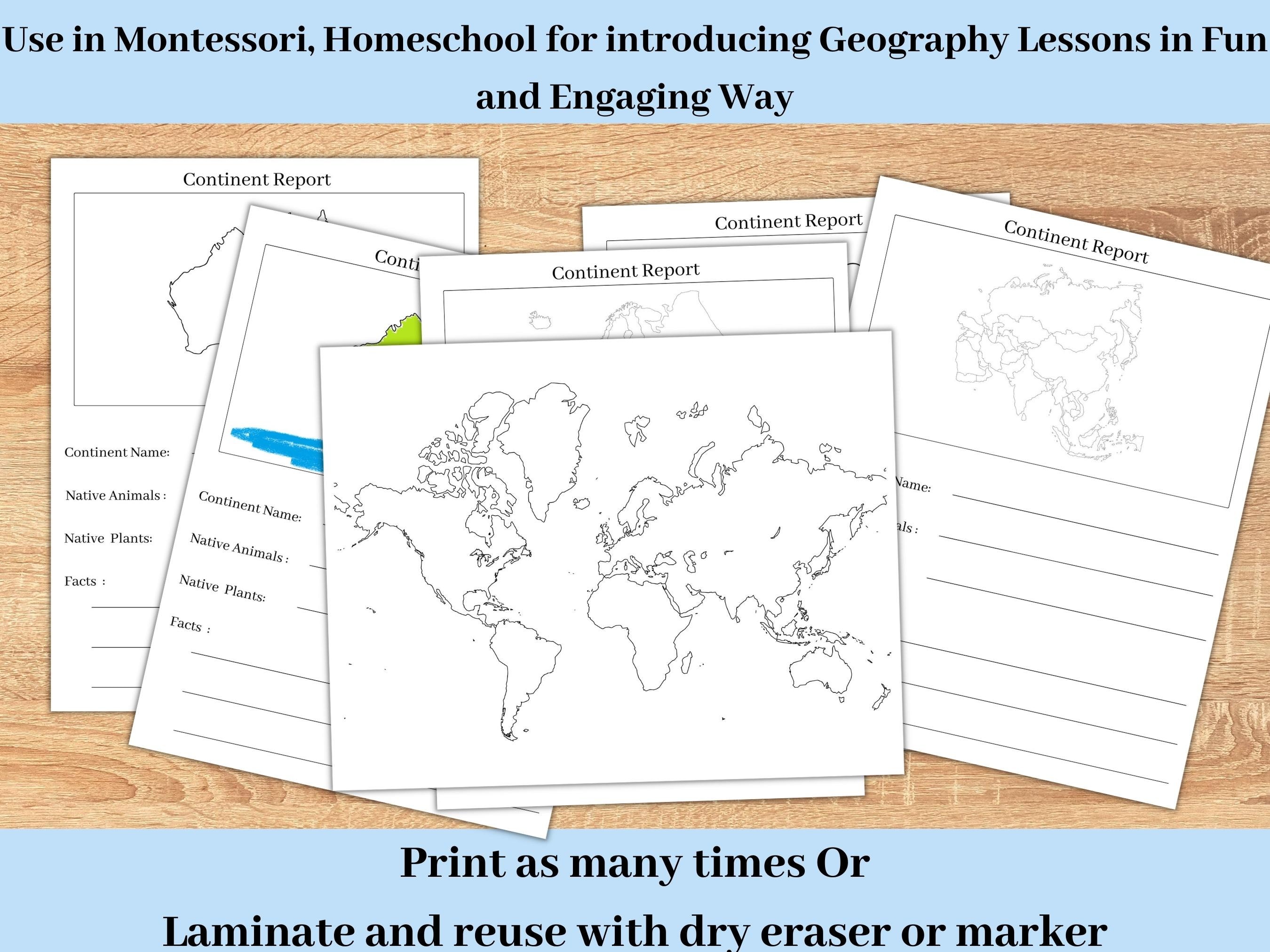 Continents of the World, Continents Worksheet, Geography Lesson, 7 ...
