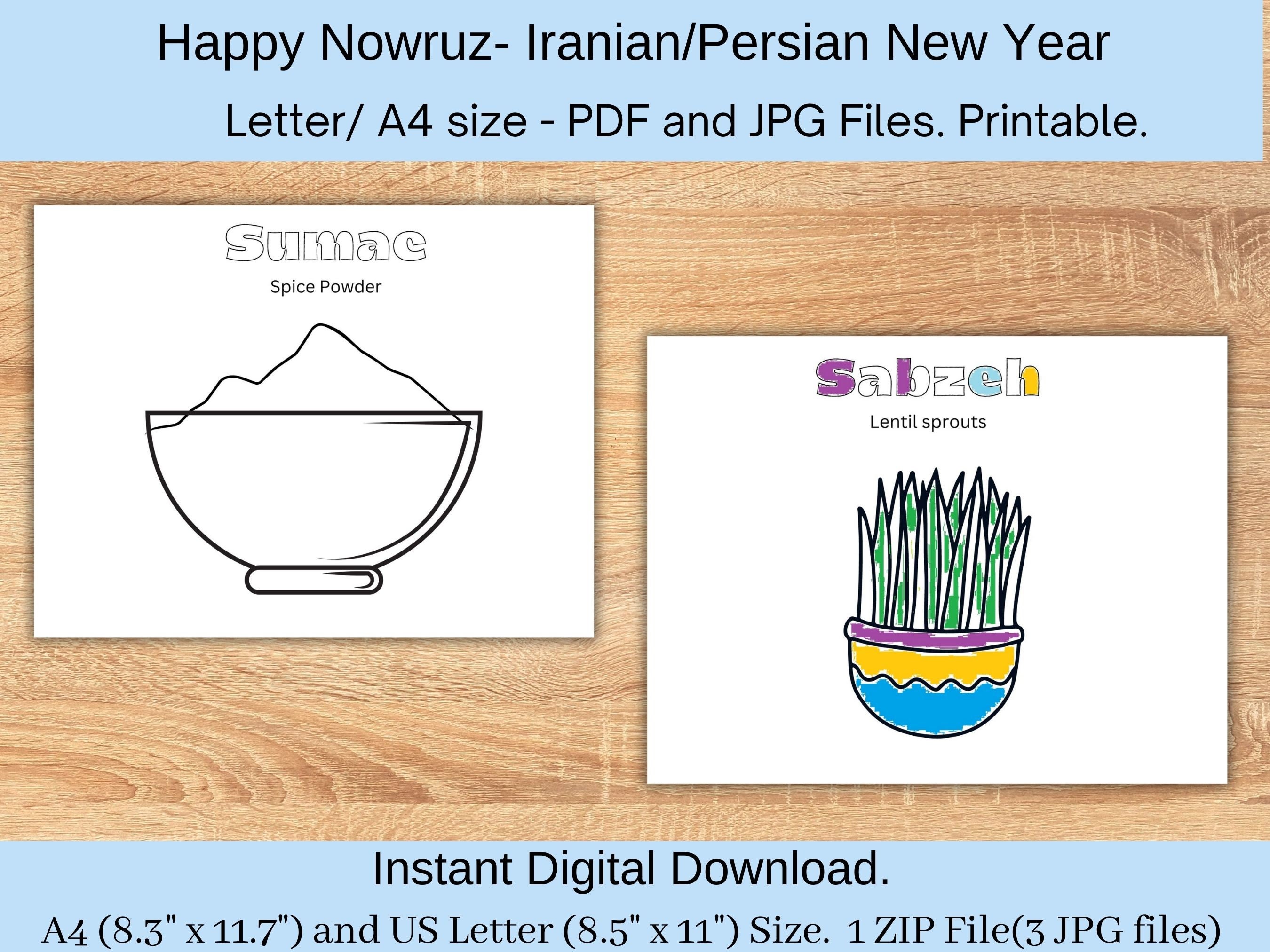 Haft-sin Coloring Pages, Nowruz Coloring Pages, Iranian New Year ...