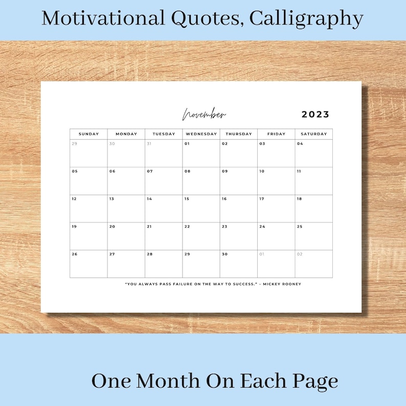 2023 Monthly Calendar Simple & Minimalist Clean Calendar - Etsy