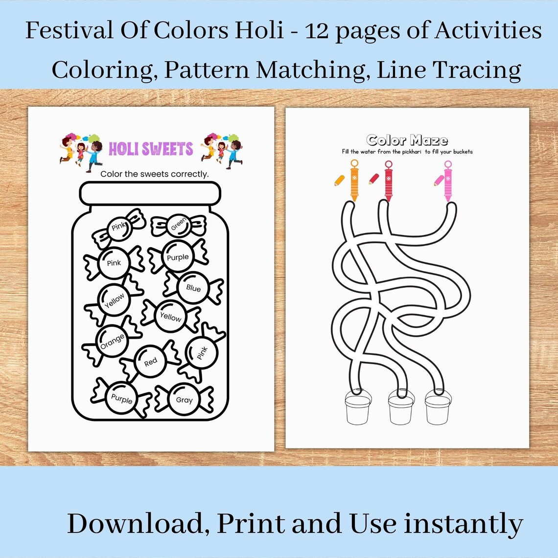 Happy Holi Busy Book, Printable Holi Themed Busy Book, Festival of ...