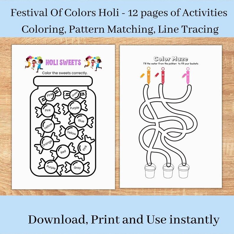 Happy Holi Busy Book, Printable Holi Themed Busy Book, Festival of ...