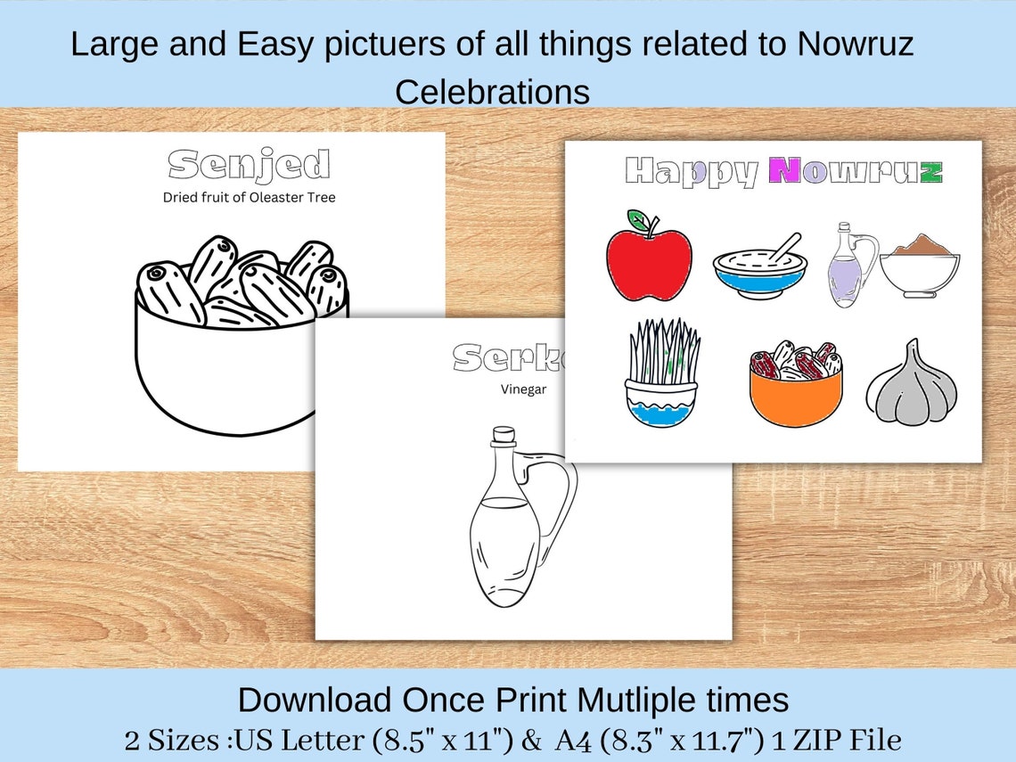 Haft-sin Coloring Pages, Nowruz Activity (digital Download) - Etsy