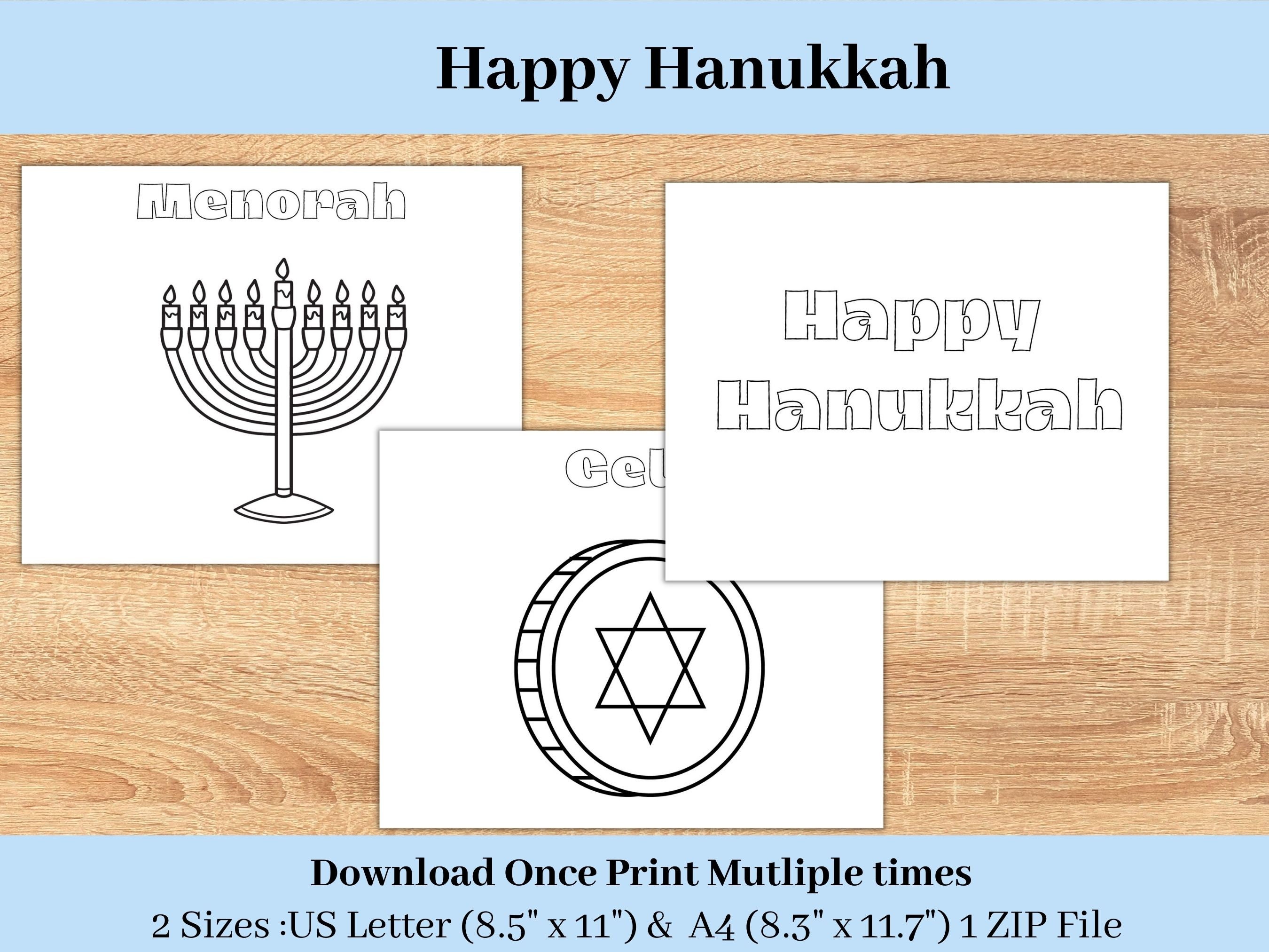 Hanukkah Coloring Pages, Hanukkah Coloring Pages for Kids, Jewish ...
