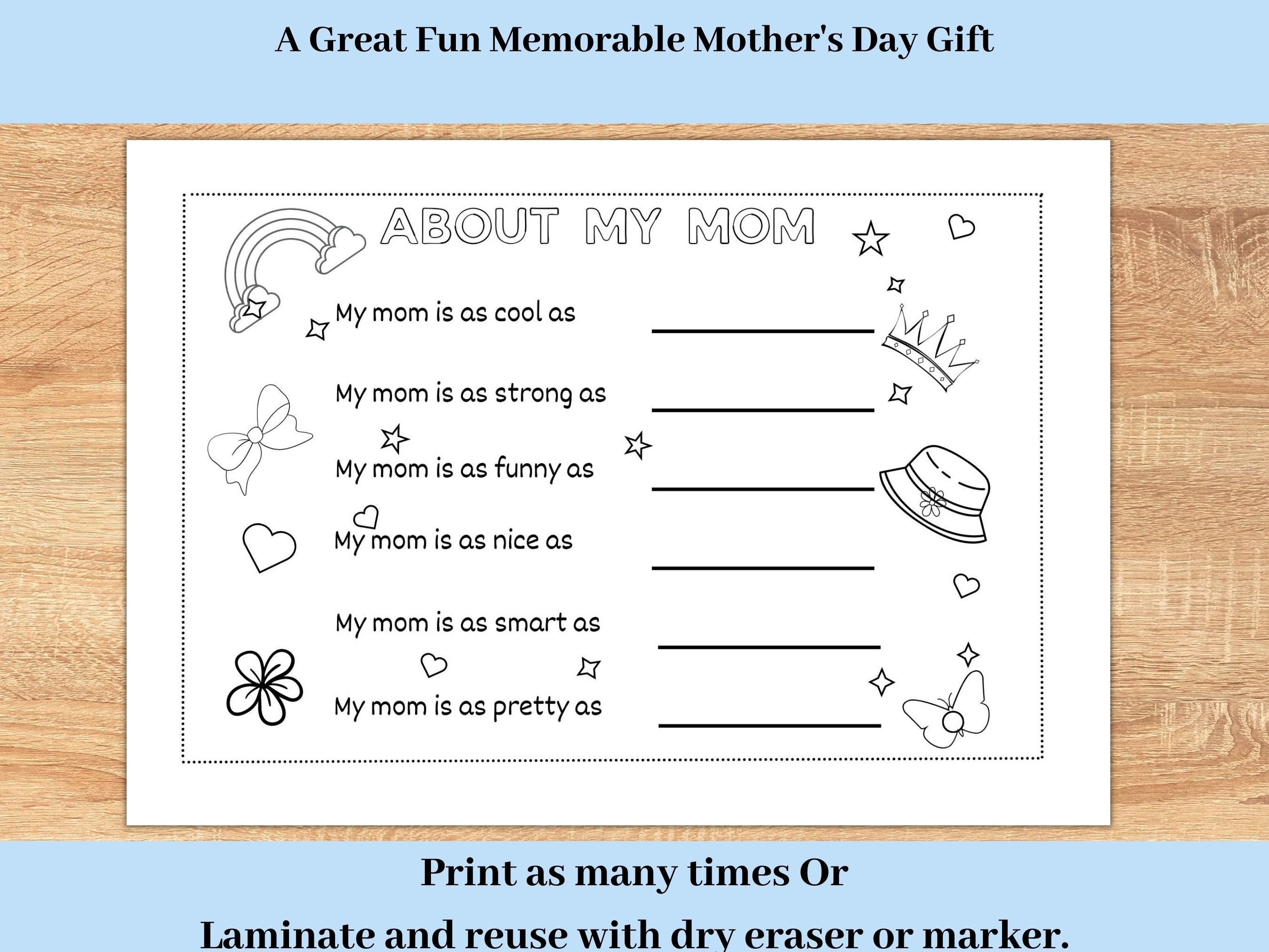 About My Mom Printable Activity for Kids, Mother's Day School Activity ...