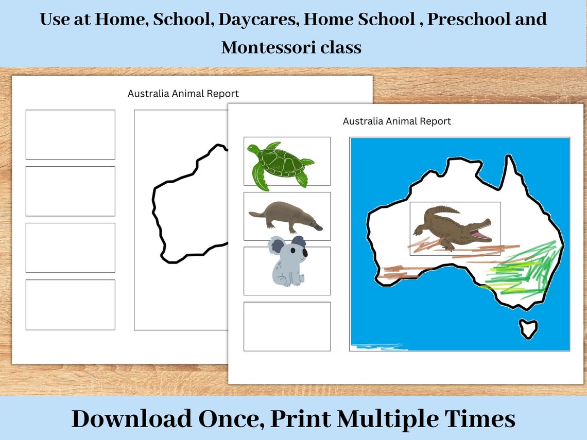Australia Animals Report, Geography Printable for Toddlers and Pre-k ...