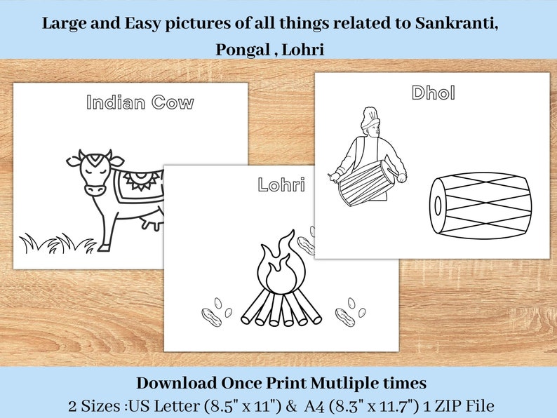 Sankranti Coloring Pages, Indian Festival Activity (digital Download ...