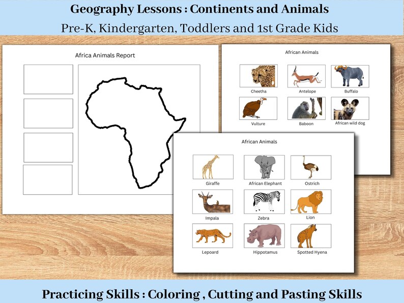 Africa Animals Report, Geography Printable for Toddlers and Pre-k ...