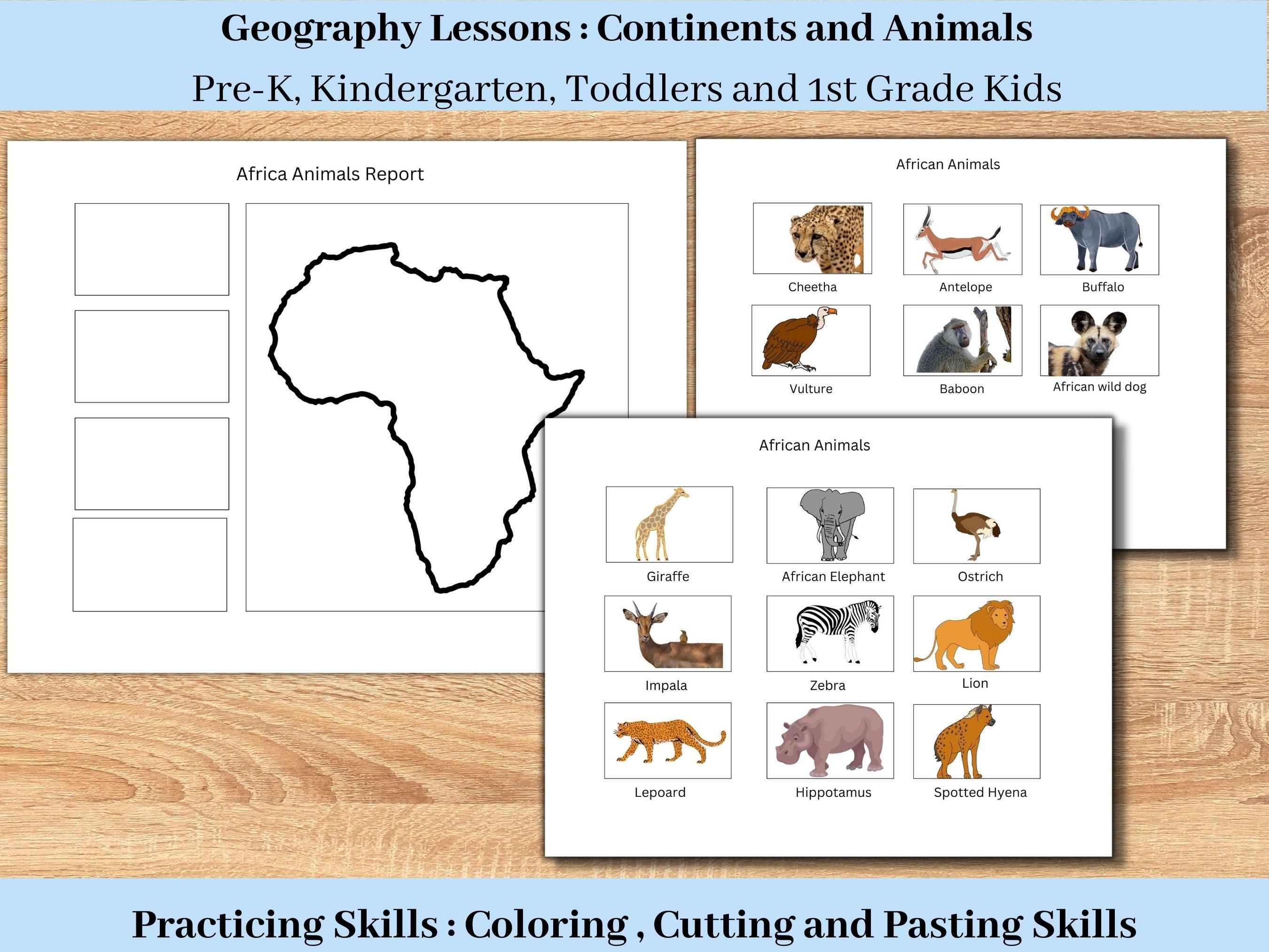 Africa Animals Report, Geography Printable for Toddlers and Pre-k ...