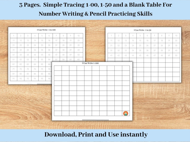 Printable Alphabets and Numbers Bundle A- Z, 1-100, 1-50 Tracing ...