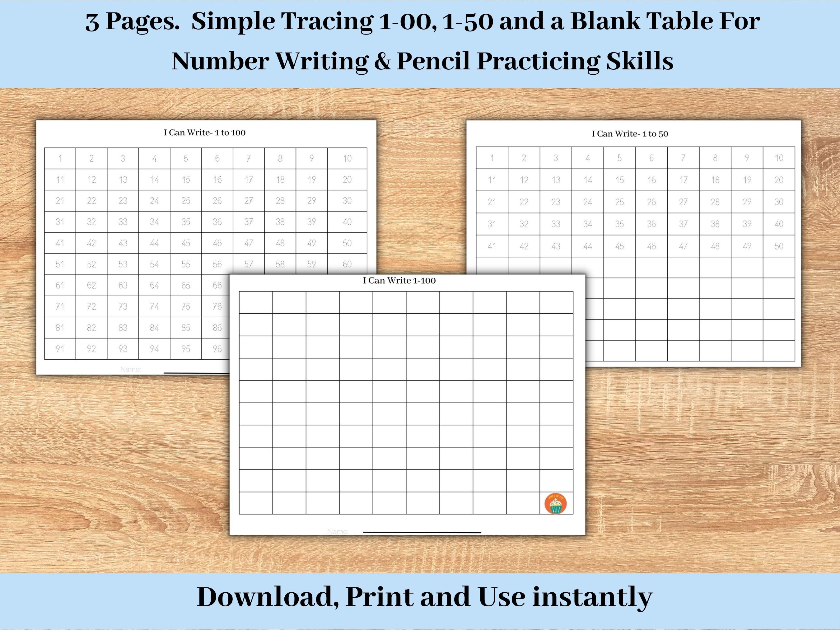 Printable Alphabets and Numbers Bundle A- Z, 1-100, 1-50 Tracing ...