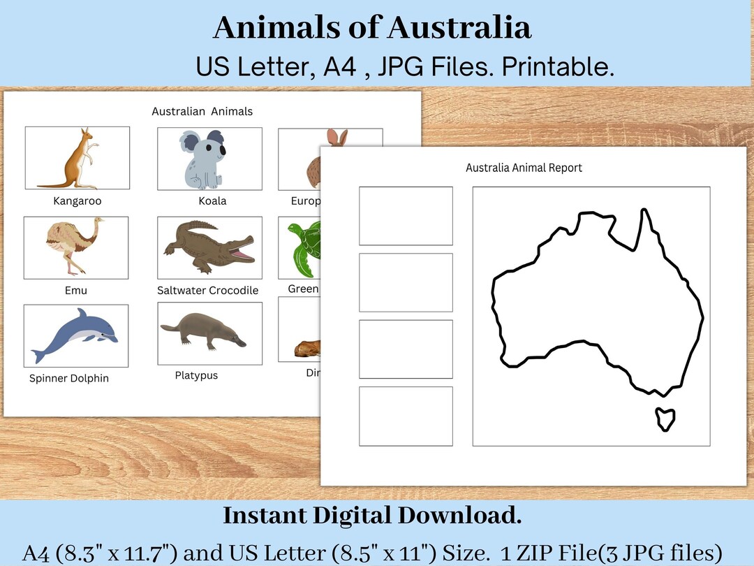 Australia Animals Report, Geography Printable for Toddlers and Pre-k ...