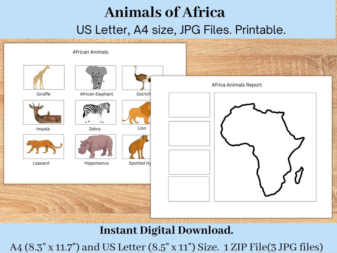 Africa Animals Report, Geography Printable for Toddlers and Pre-k ...