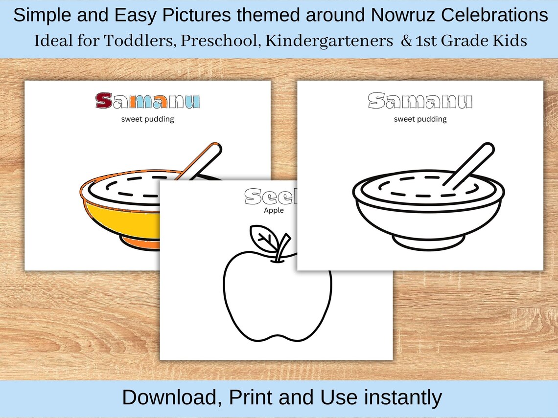 Haft-sin Coloring Pages, Nowruz Activity (digital Download) - Etsy