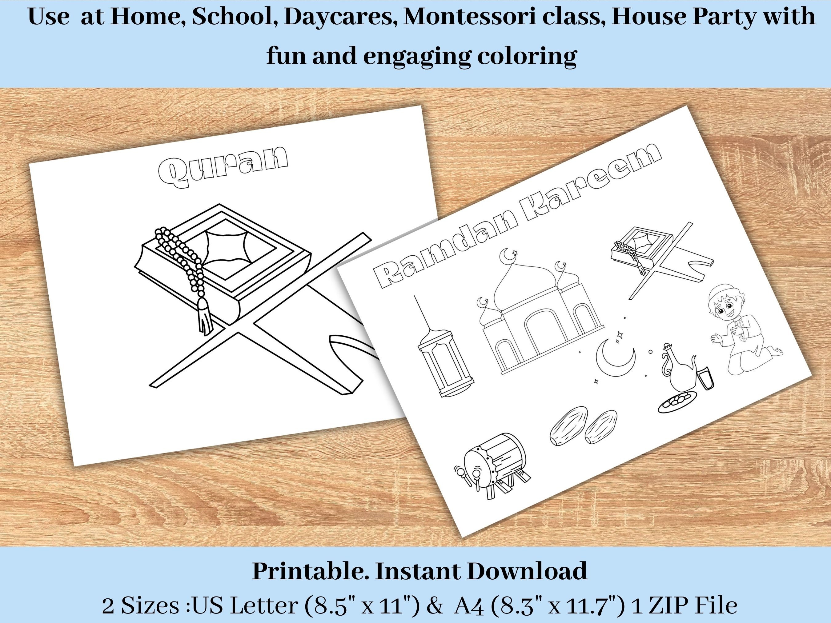 Islamic Coloring Pages, Easy Kids Coloring Printable, Ramdan Kareem ...