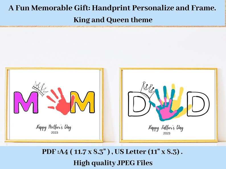 Mother's and Father's Day Handprints Art Bundle, Child's Handprint Card ...