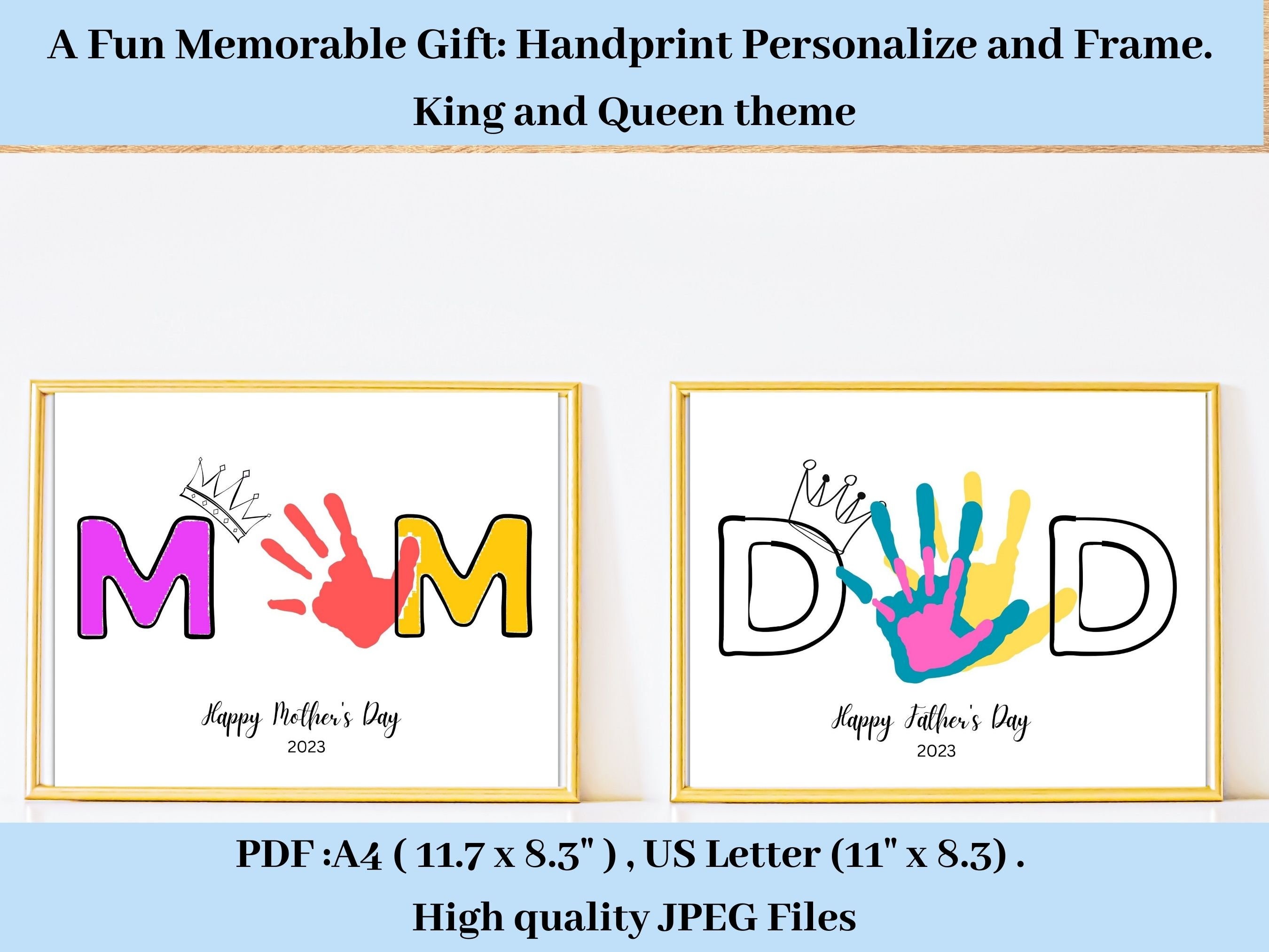 Mother's and Father's Day Handprints Art Bundle, Child's Handprint Card ...