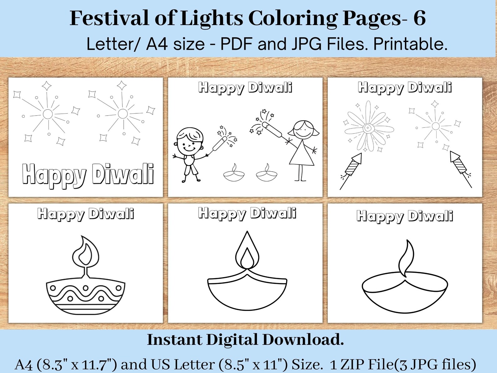 Printable Diwali Coloring Pages, Large Diwali Coloring Pages for Kids ...