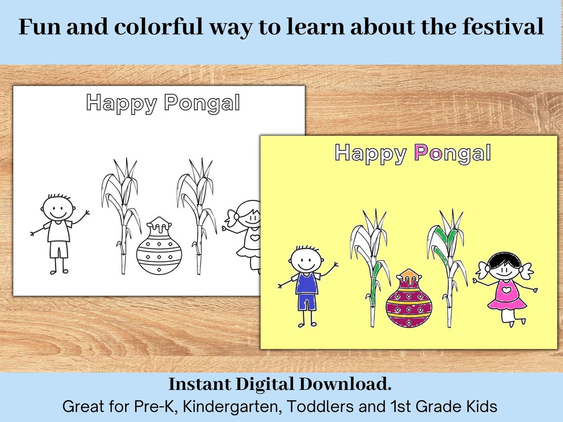 Sankranti Coloring Pages, Indian Festival Activity (digital Download ...