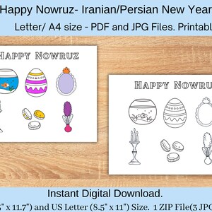 Nowruz Large Coloring Pages, Haft-sin Activity Page, Iranian New Year ...