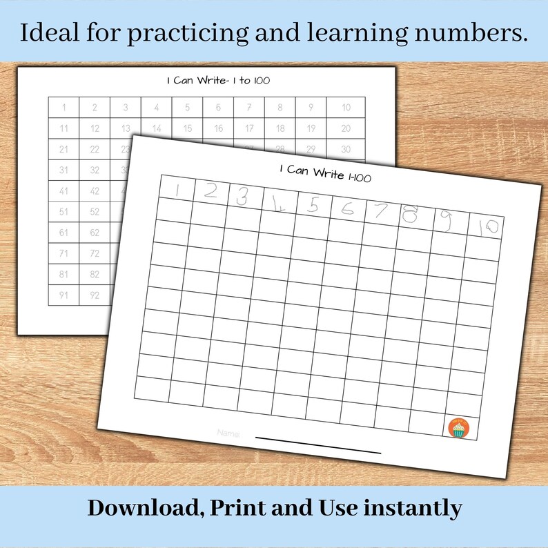 Number Tracing 1-100 Worksheets, Preschool Printable (PDF) - Etsy
