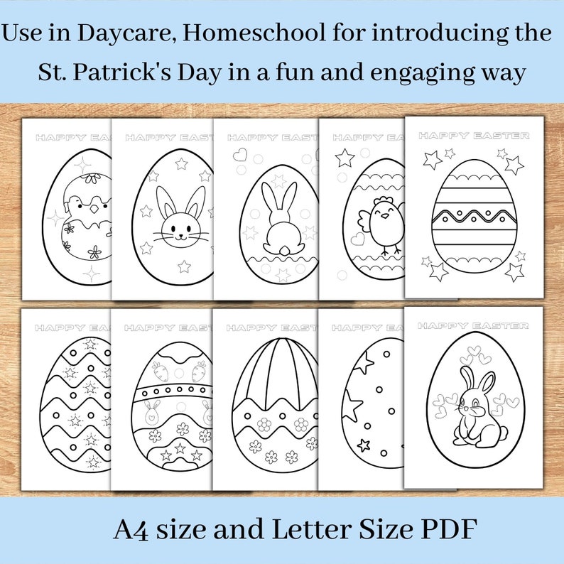 Easter Egg Coloring Pages for Preschool, Toddlers and 1st Grade, Easter ...