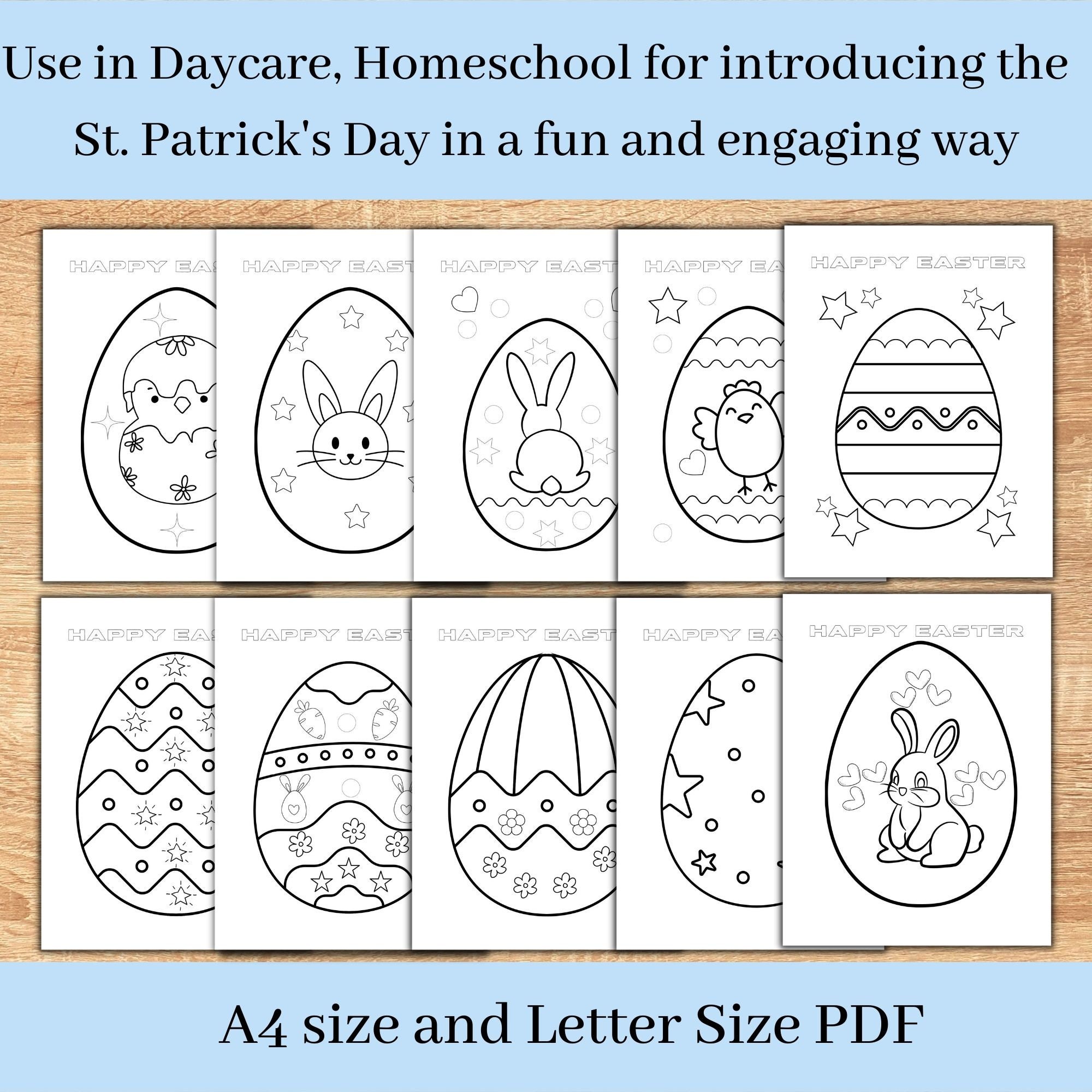 Easter Egg Coloring Pages for Preschool, Toddlers and 1st Grade, Easter ...