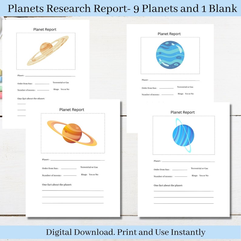 Solar System Worksheet, Montessori Science Printable, Planet Report ...