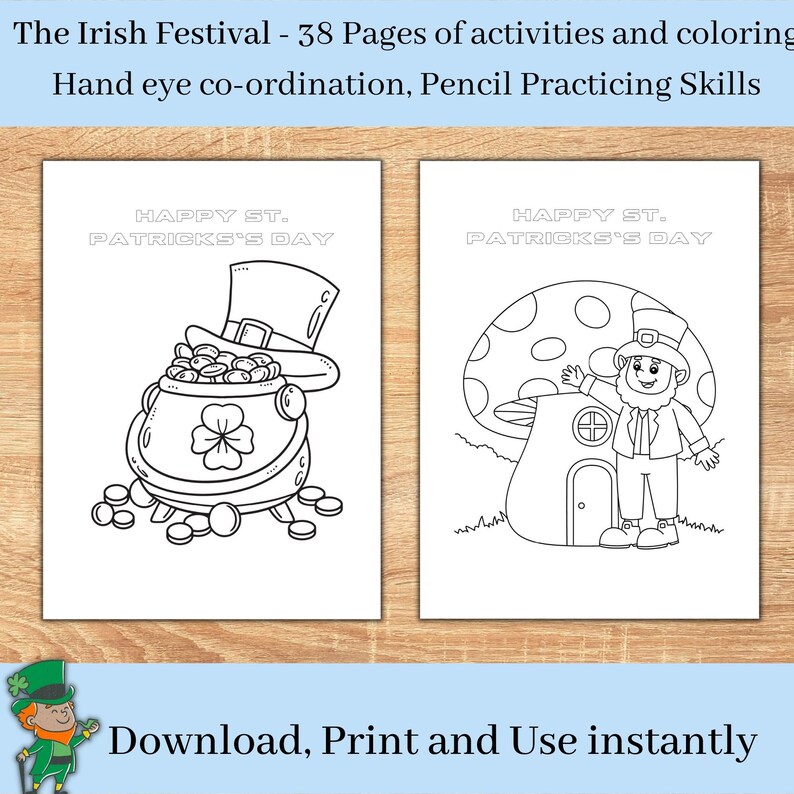 St. Patrick's Day Coloring Sheets and Activity for Preschool to 2nd ...
