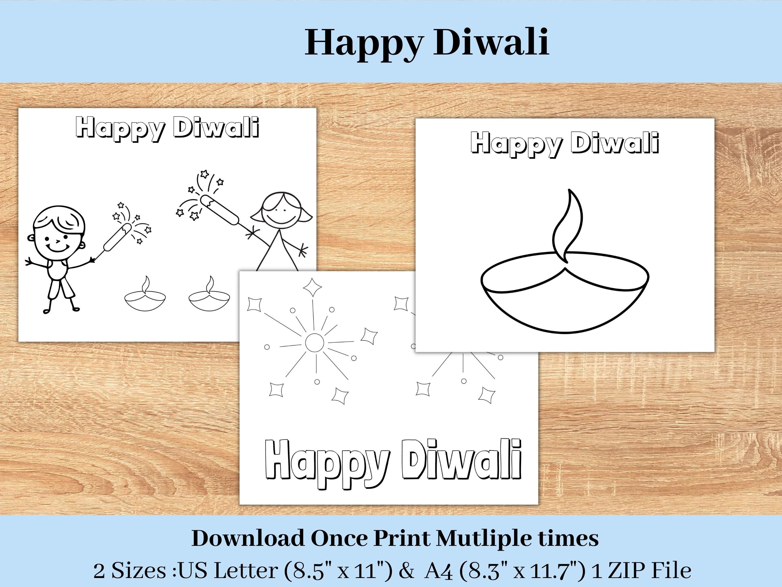 Printable Diwali Coloring Pages, Large Diwali Coloring Pages for Kids ...