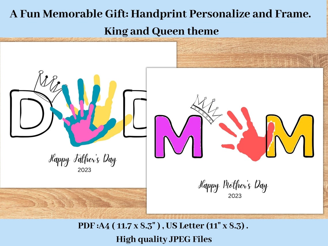 Mother's and Father's Day Handprints Art Bundle, Child's Handprint Card ...
