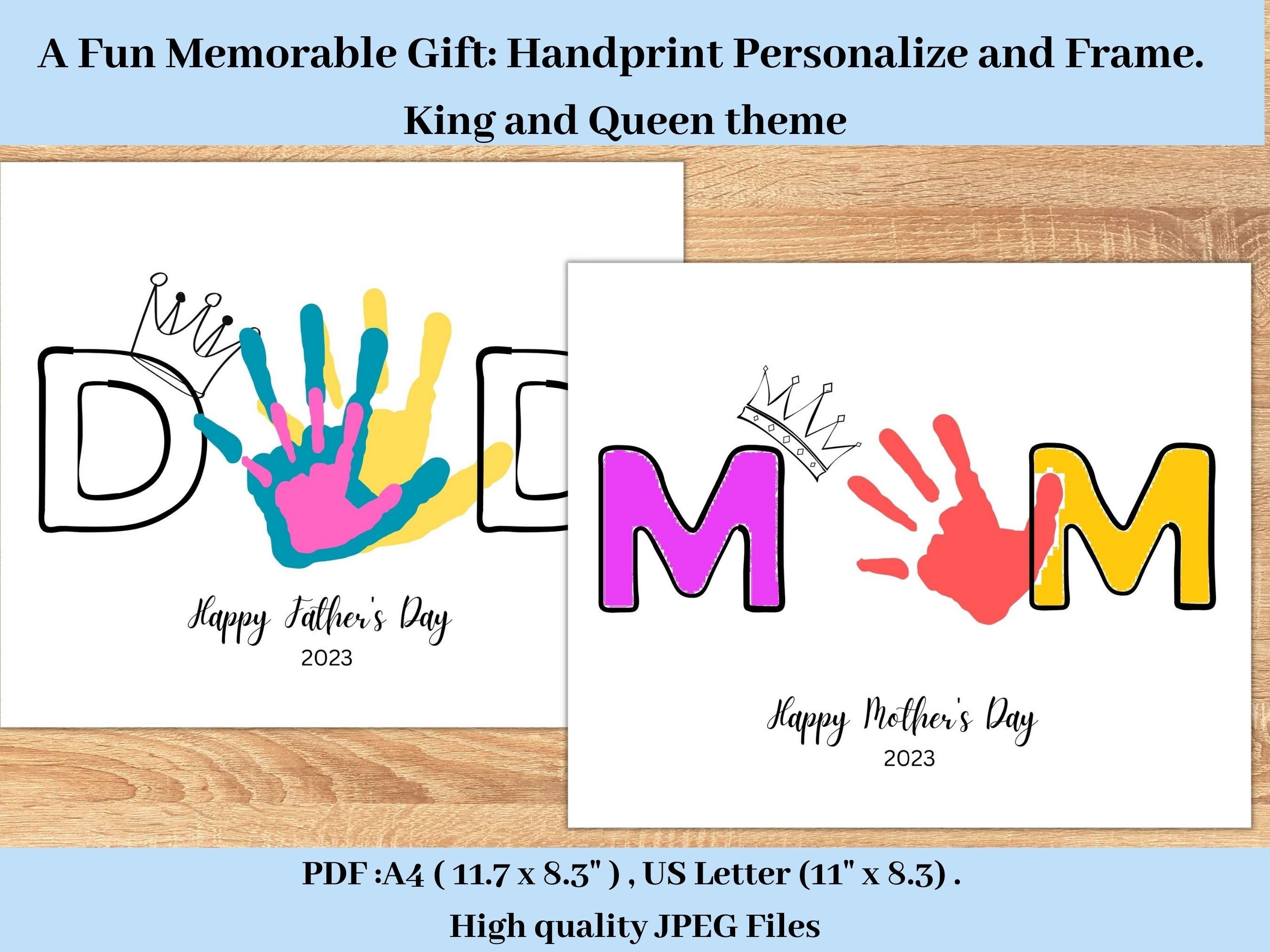 Mother's and Father's Day Handprints Art Bundle, Child's Handprint Card ...