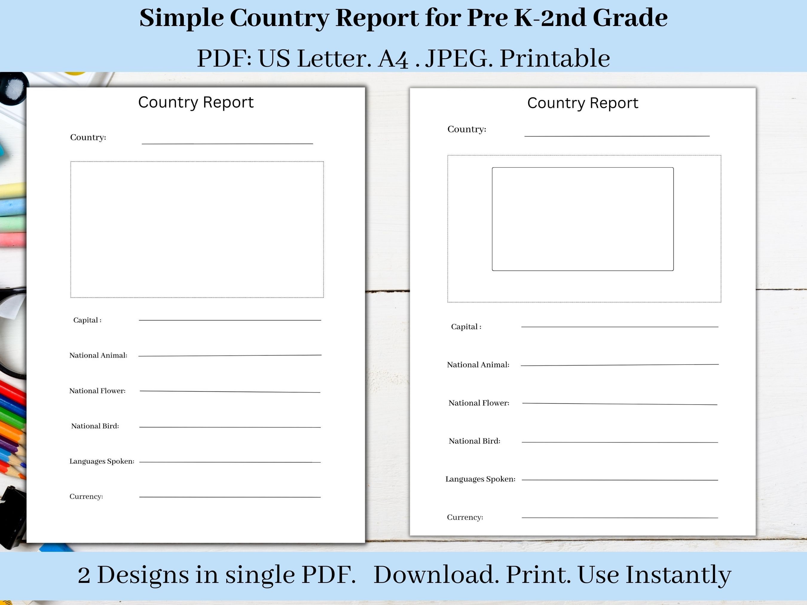 Country Research Report, Geography Worksheet (digital Download) - Etsy