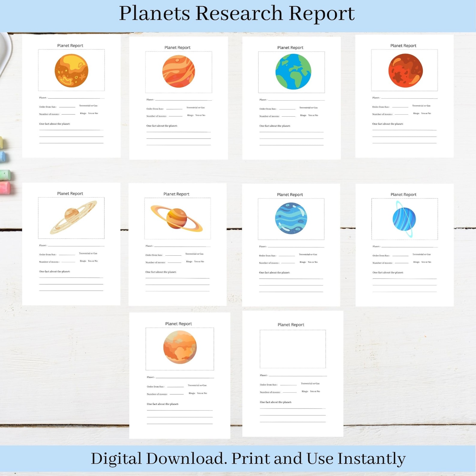 Solar System Planet Report Worksheet, K-2nd Grade Science (PDF Download ...