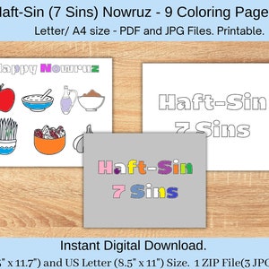 Haft-sin Coloring Pages, Nowruz Coloring Pages, Iranian New Year ...