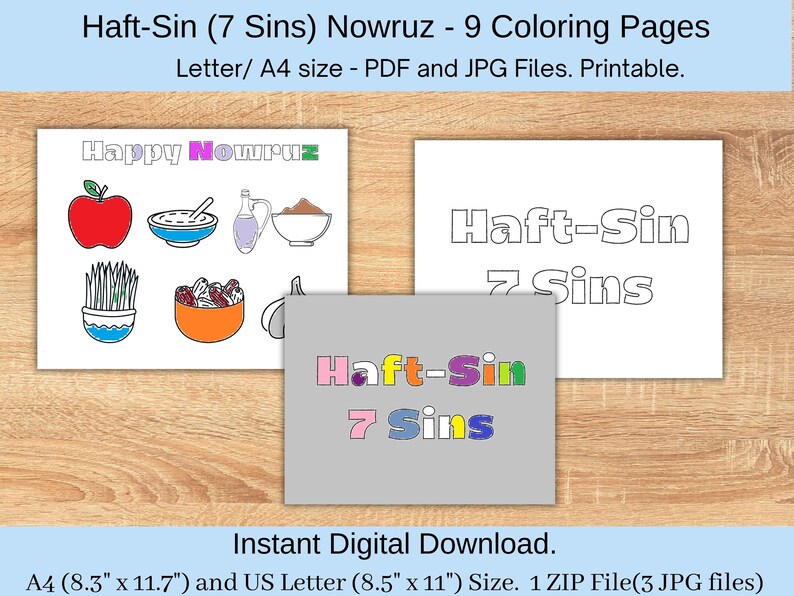 Haft-sin Coloring Pages, Nowruz Coloring Pages, Iranian New Year ...
