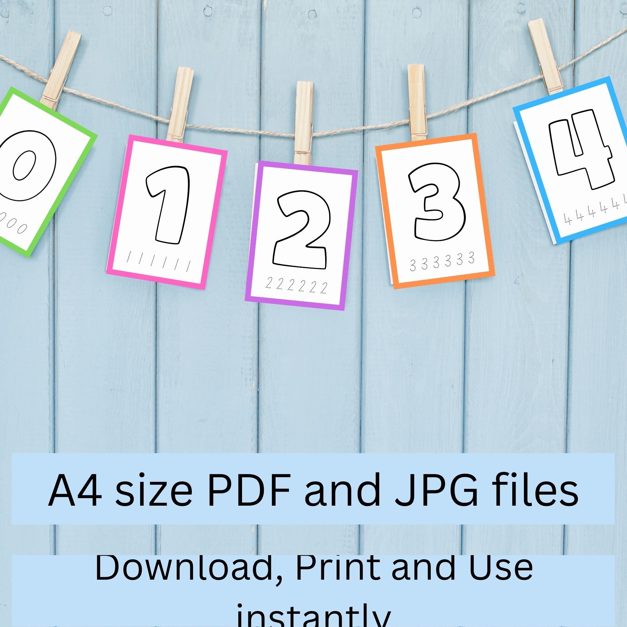 Colorful 1-10 Numbers Flashcards, Digital Download, Numbers Flashcards ...
