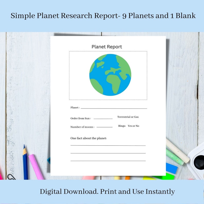 Solar System Planet Report Worksheet, K-2nd Grade Science (PDF Download ...