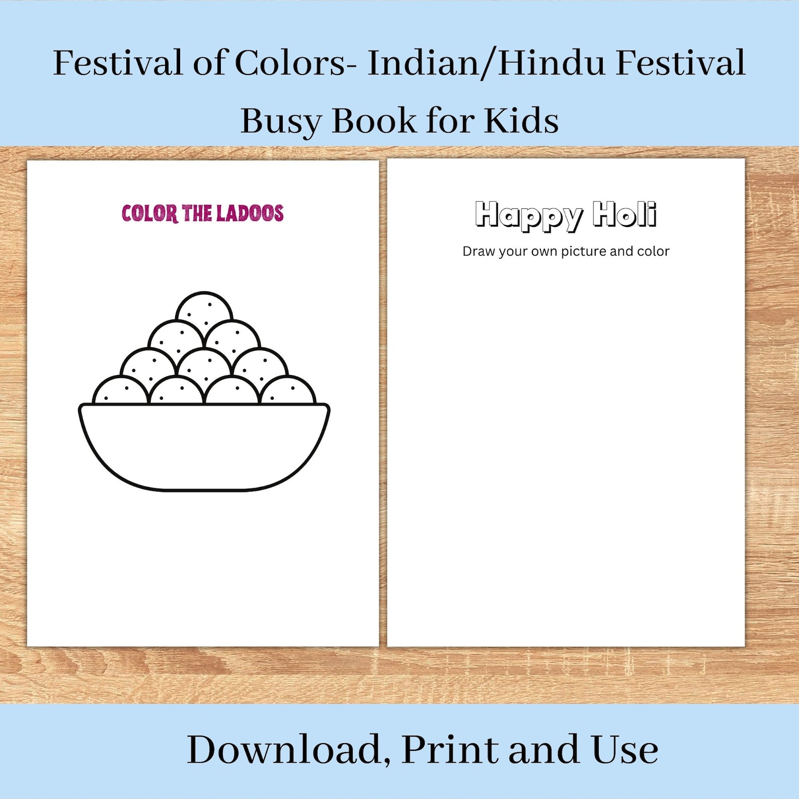 Holi Busy Book, Festival of Colors Activity Pages (PDF) - Etsy