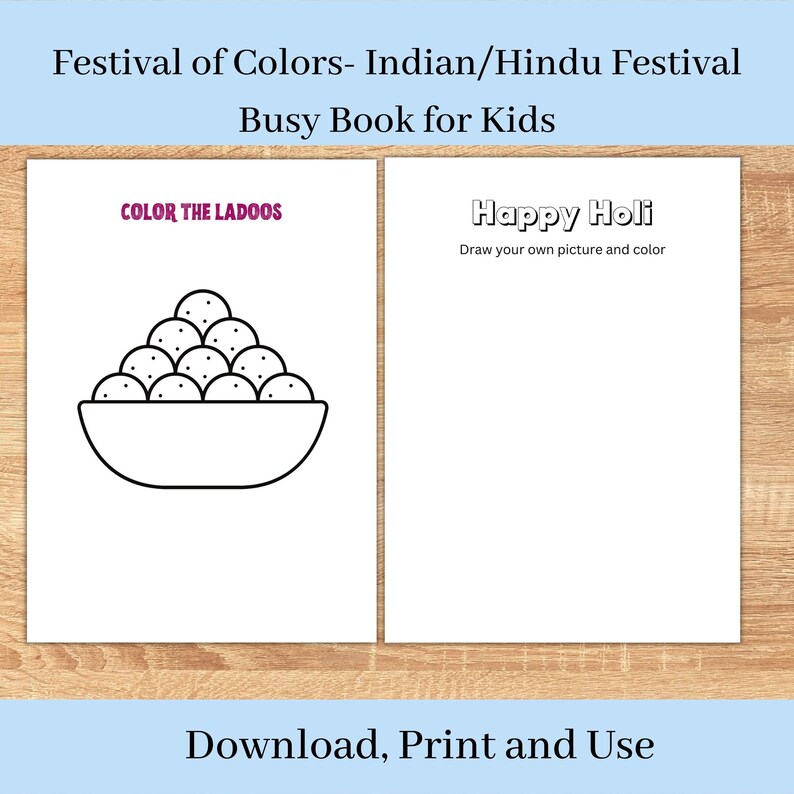 Holi Busy Book, Festival of Colors Activity Pages (PDF) - Etsy