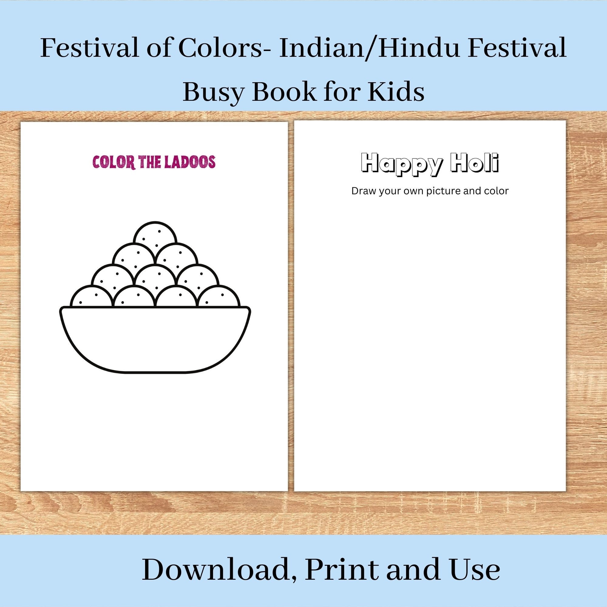 Happy Holi Busy Book, Printable Holi Themed Busy Book, Festival of ...