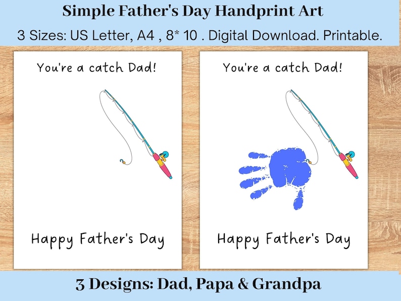 Father's Day Handprint Art, Fishing Theme (digital Download) - Etsy