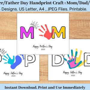 Mother's and Father's Day Handprints Art Bundle, Child's Handprint Card ...
