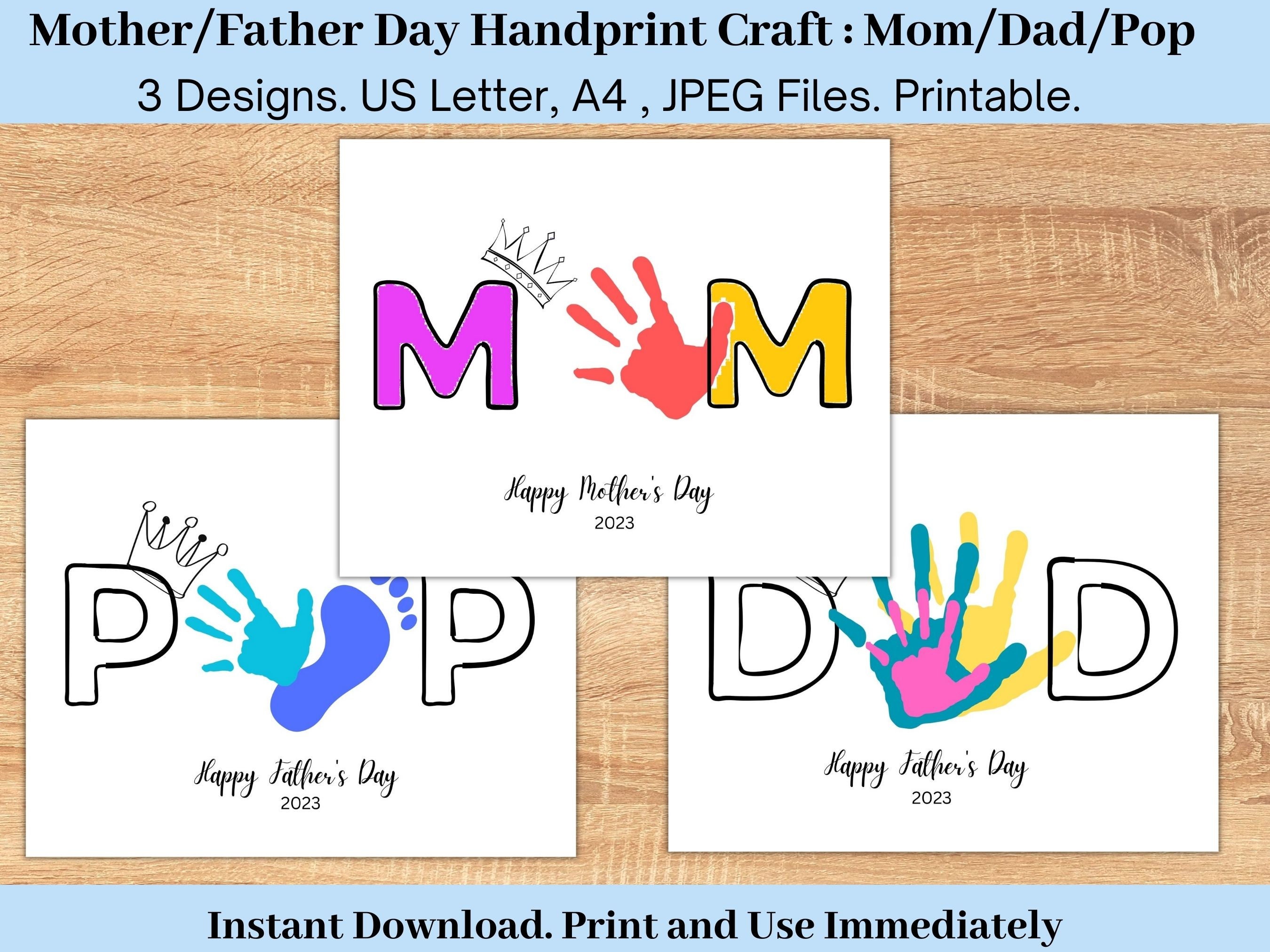 Mother's and Father's Day Handprints Art Bundle, Child's Handprint Card ...