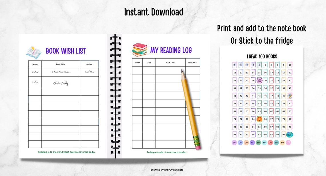 Printable Reading Chart Kids, Reading Log Tracker for 100 Books ...